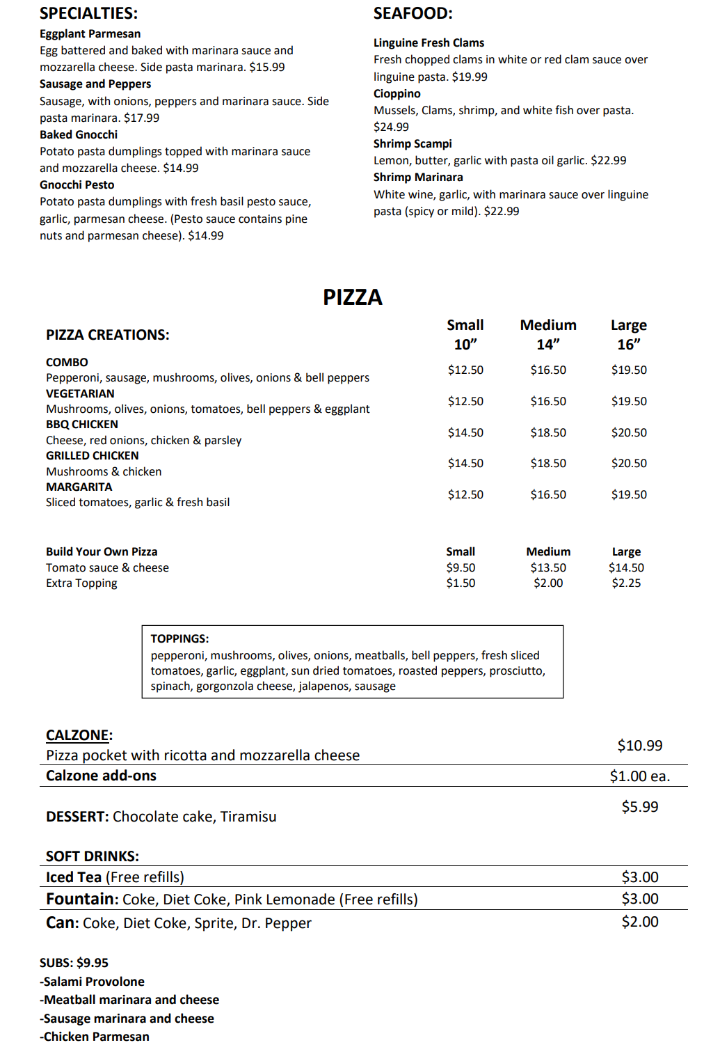 Menu :: Isabella's Italian Kitchen